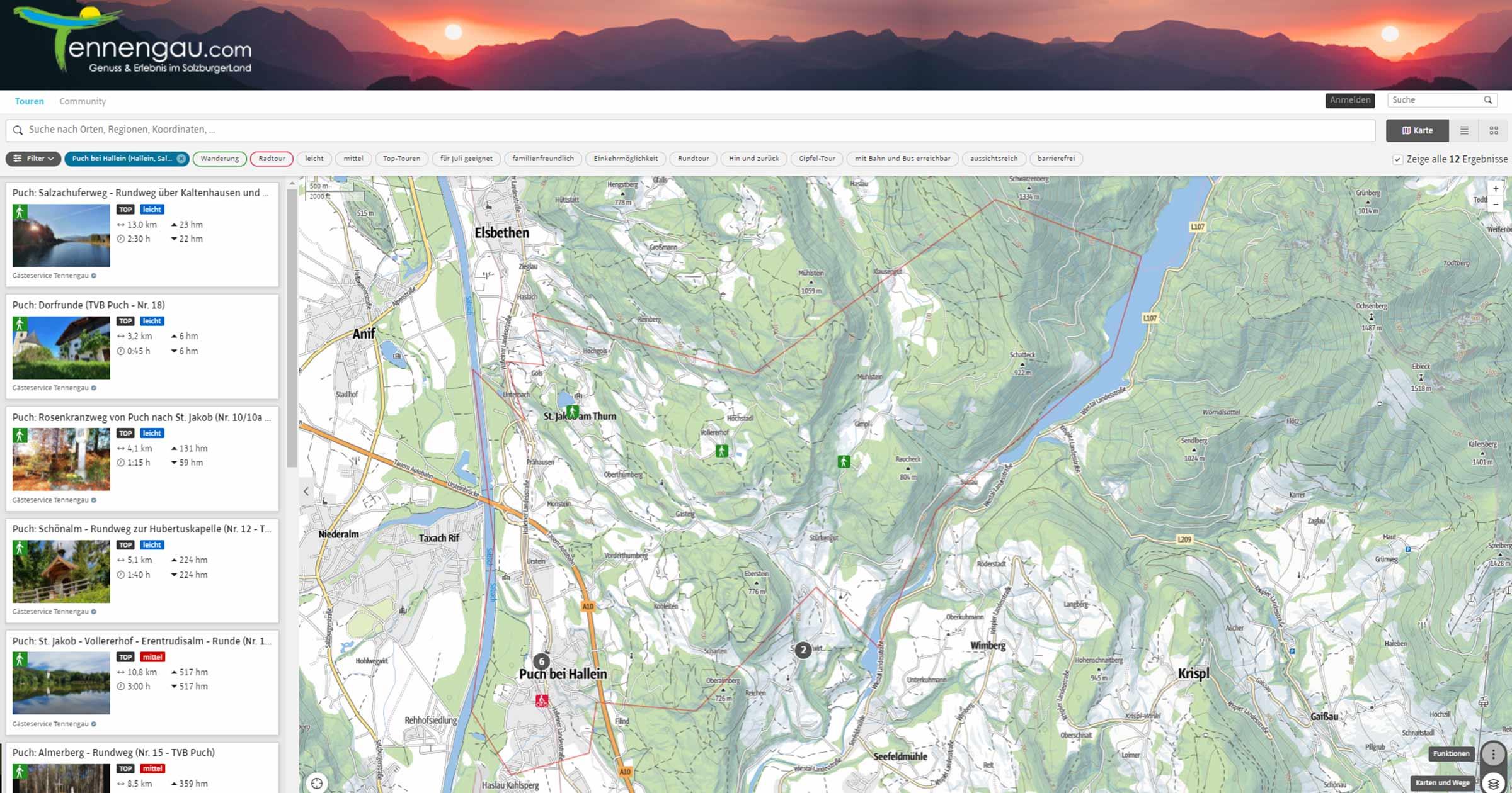 🇦🇹 Interactive Tennengau touring map » Puch bei Salzburg